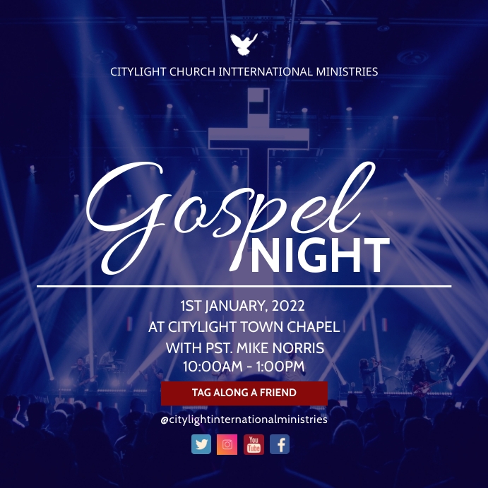 gospel night poster design Template | PosterMyWall