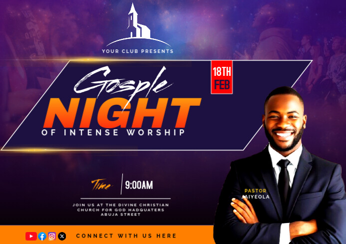 Copy of gospel night service | PosterMyWall
