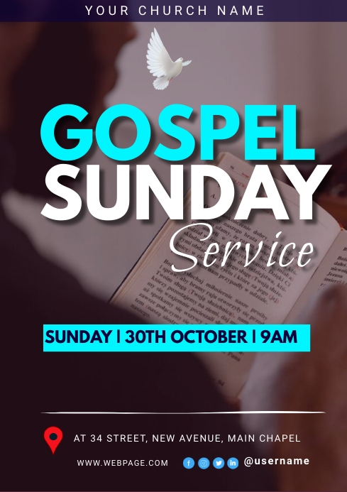gospel sunday service Template | PosterMyWall