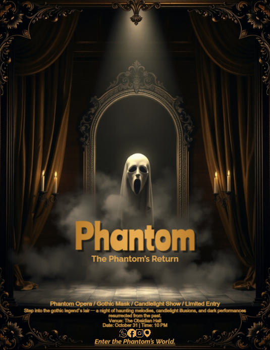 Copy of Gothic Phantom Halloween Flyer Template | PosterMyWall