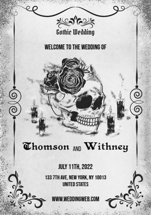 Gothic wedding invitation template | PosterMyWall