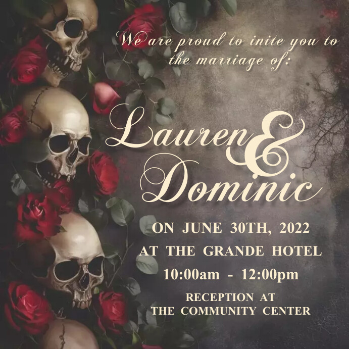 gothic Wedding Invite design template (1) | PosterMyWall