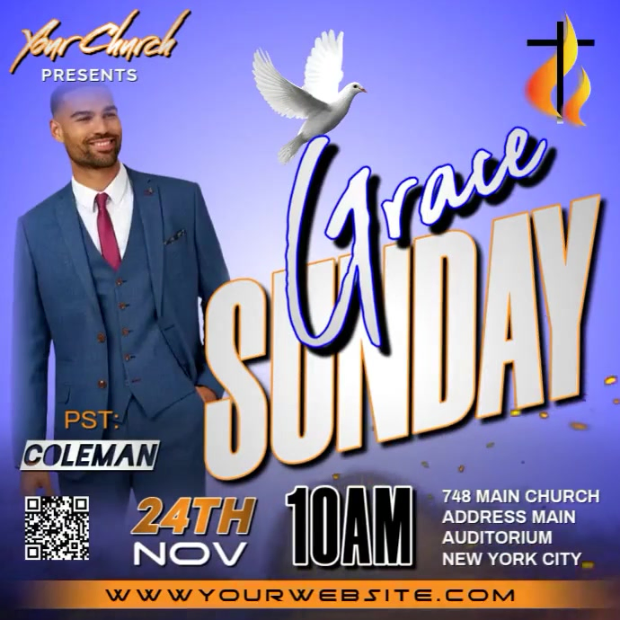 GRACE SUNDAY SERVICE FLYER POSTER Template | PosterMyWall
