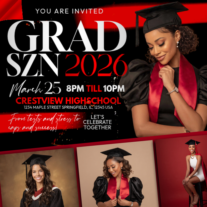 Grad SZN 2026 Graduation Celebration Template | PosterMyWall