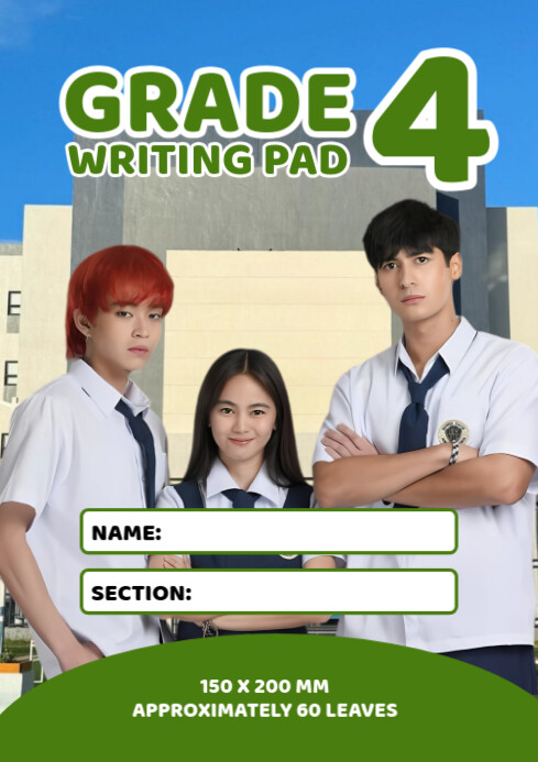 Grade 4 Writing Pad Cover Template Featuring Students | PosterMyWall