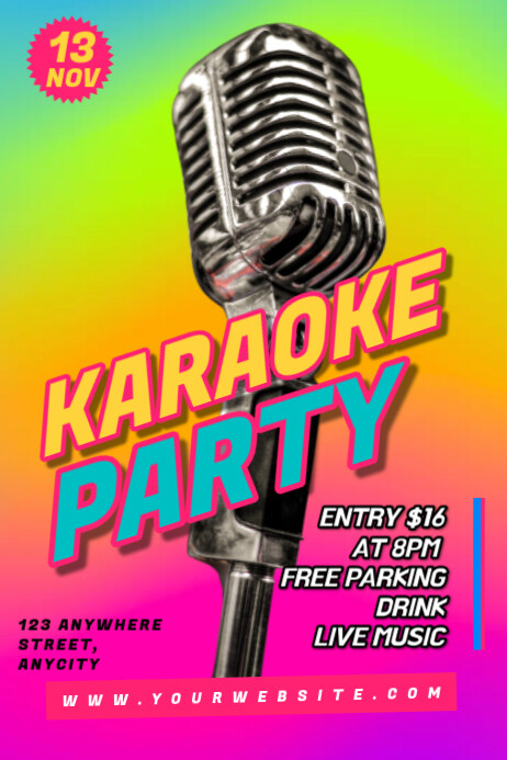 Gradien Karaoke Party Poster Template | PosterMyWall