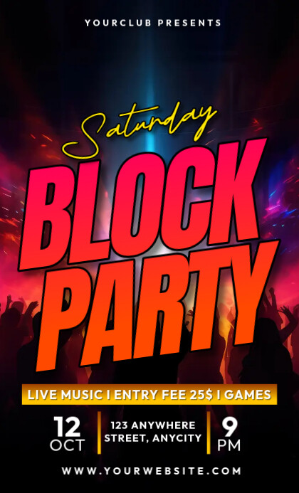 Gradien Saturday Block Party Legal As Template | PosterMyWall
