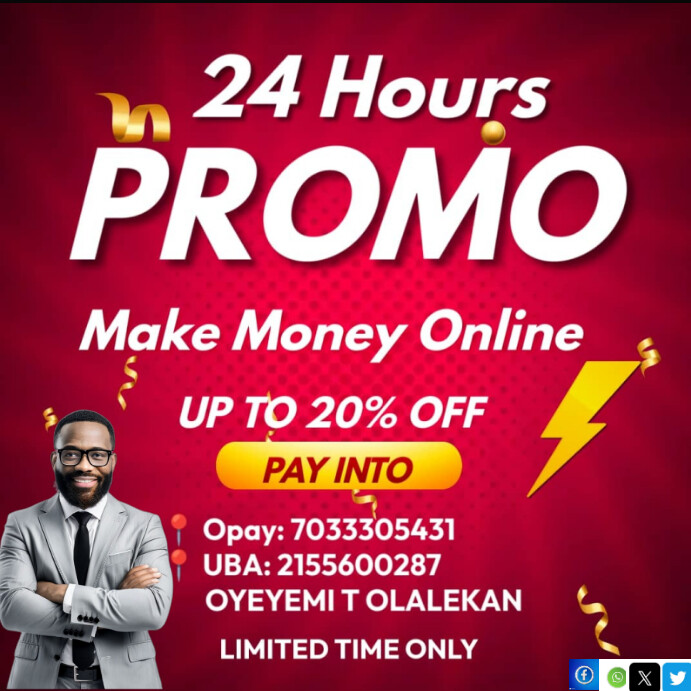 Gradient 24 Hours Promo Instagram Post Modelo | PosterMyWall