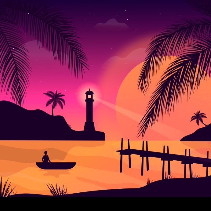 Gradient beach sunset landscape Template | PosterMyWall