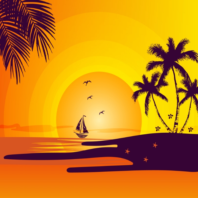 Gradient beach sunset landscape Template | PosterMyWall