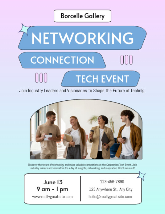 Gradient Blue Pink Networking Connection Tech Template | PosterMyWall