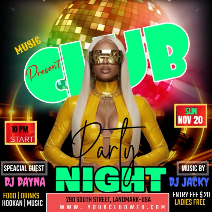 Gradient Club Nigh Party Instagram Post Template | PosterMyWall