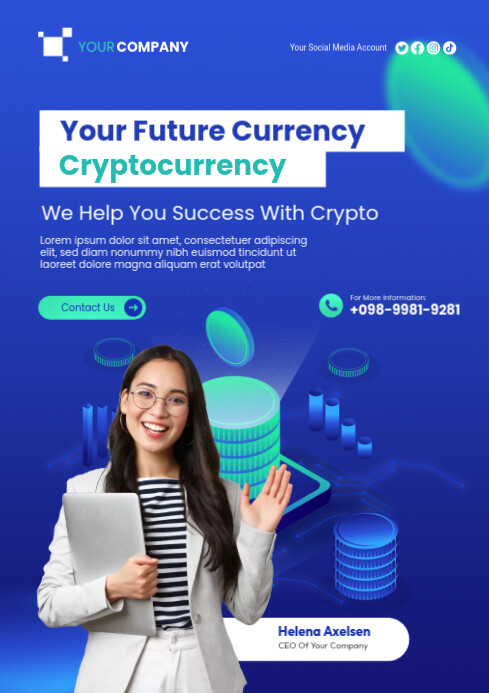 Gradient Crypto Currency Investment Ads Poster Flyer A4 Template ...