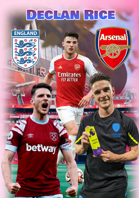 Copy of Gradient Declan Rice Arsenal And England Foot | PosterMyWall
