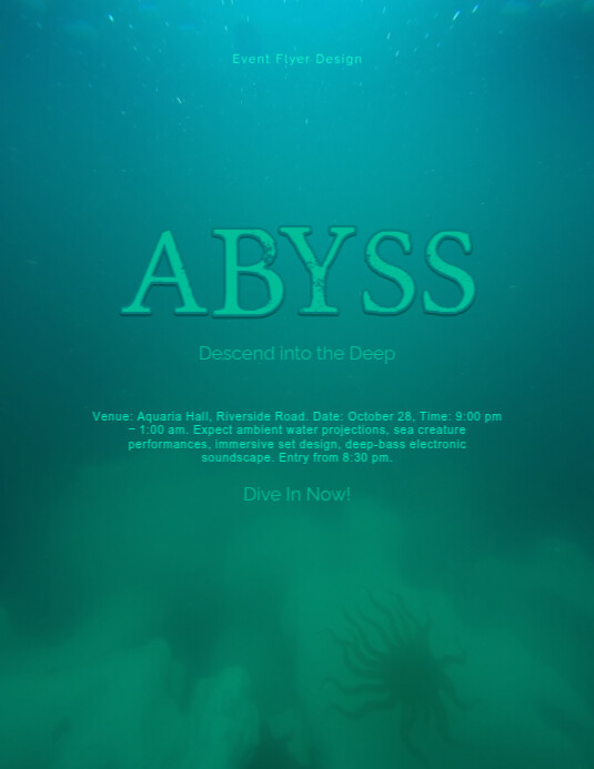 Plantilla de Gradient Emerald Teal Aquatic Abyss Deepseachic Flyer (us Letter) | PosterMyWall