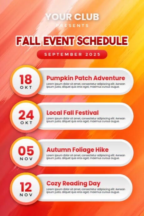 Plantilla de Gradient Fall Event Schedule Poster | PosterMyWall