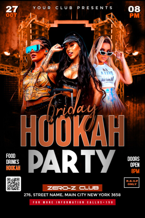 Gradient Friday Hookah Party Banner 4' × 6' Template | PosterMyWall