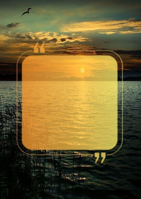 Gradient Golden Sunset Lake Quote Box Background A4 Template | PosterMyWall