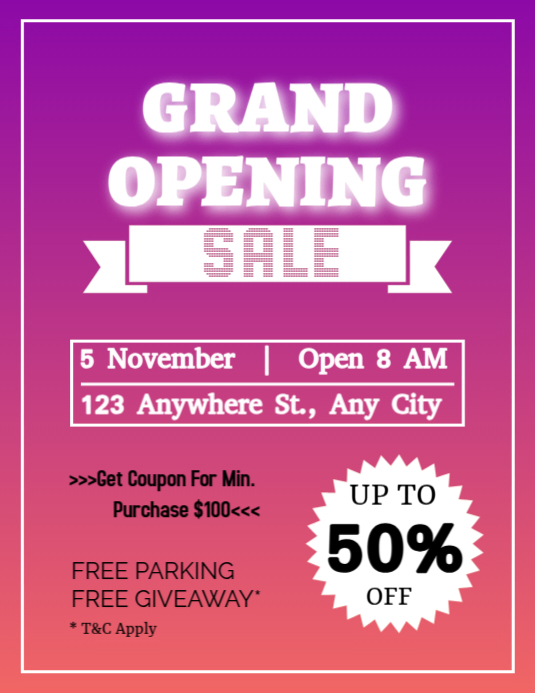 Gradient Grand Opening Sale Flyer Template | PosterMyWall