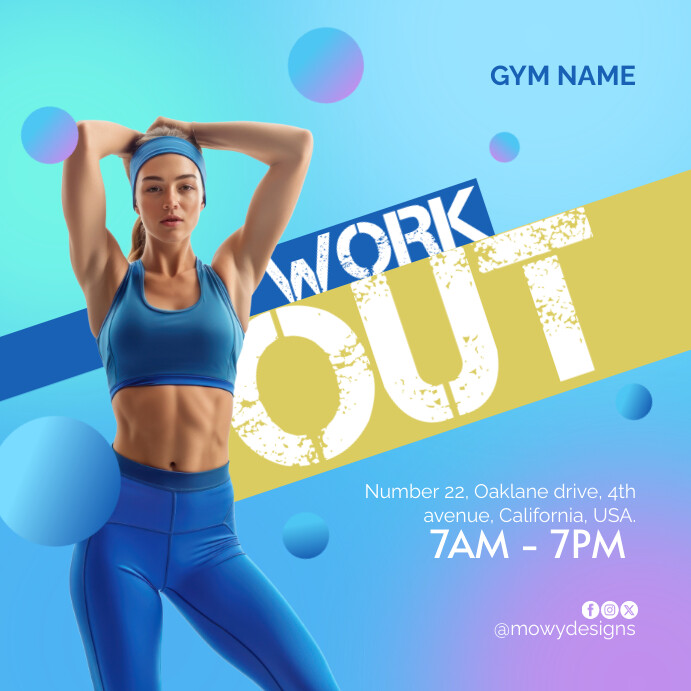 Modèle Gradient Gym Workout Ad Instagram Post | PosterMyWall