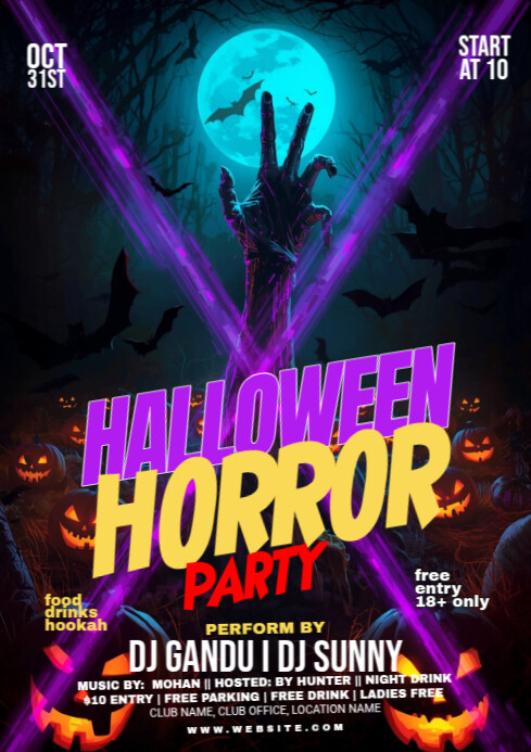 Gradient Halloween Party A4 Template | PosterMyWall