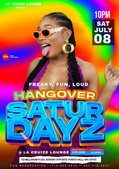 Gradient Hangover Saturday A4 Template | PosterMyWall