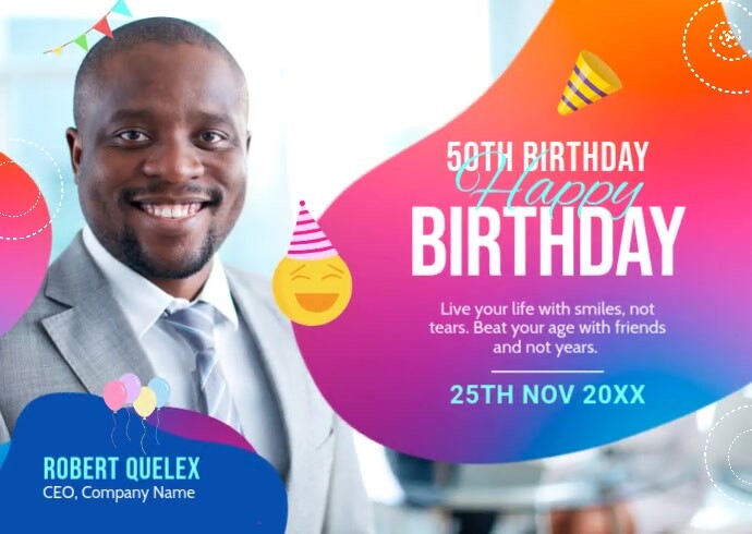 Gradient Happy Birthday Postcard Template | PosterMyWall