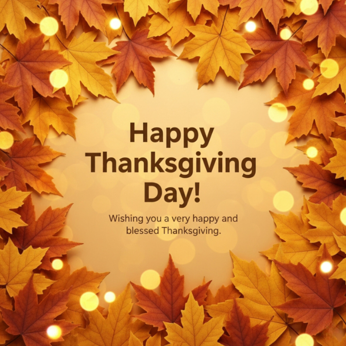 Gradient Happy Thanksgiving Day Greeting Template – Autumn Leaves ...