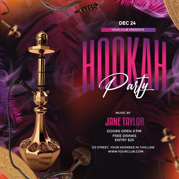 Gradient Hookah Party Instagram Post Template | PosterMyWall