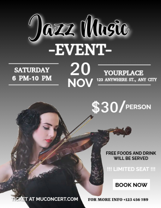 Gradient Jazz Music Event Flyer Template | PosterMyWall