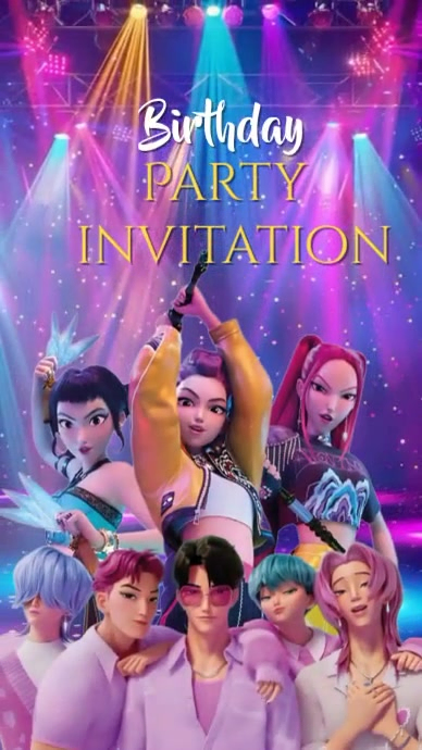 Gradient Kpop Star Birthday/ Party Invite Background Aesthetics ...