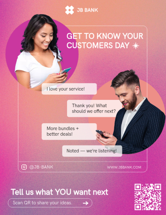 Gradient Minimal Customer Day Flyer Template | PosterMyWall