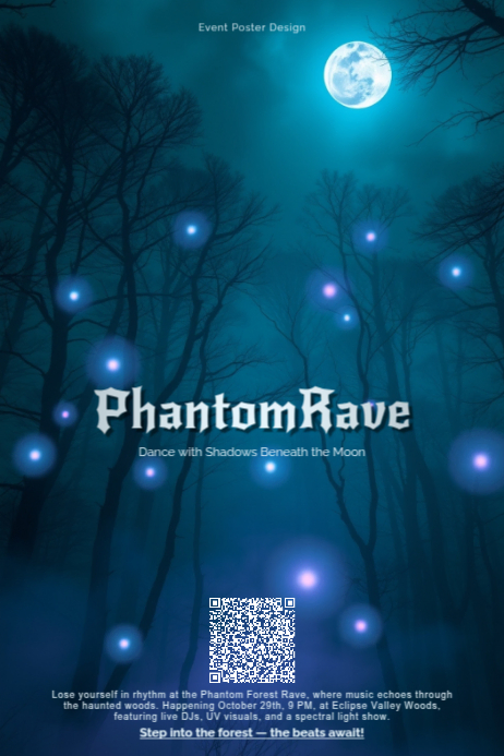 Gradient Neon Halloween “phantom Forest Rave” Poster Template ...