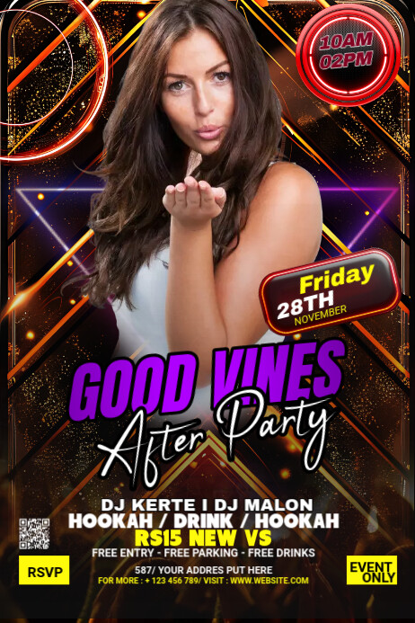 Gradient Night Club Banner Banner 4' × 6' Template | PosterMyWall