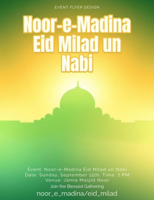 Plantilla de Gradient Noor-e-madina Eid Milad Un Nabi Flyer Template ...