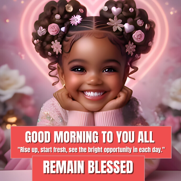 Modèle Gradient Pink Background Floral Good Morning | PosterMyWall