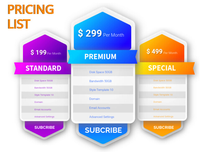 Gradient Pricing Plan Mock Ups Template | PosterMyWall