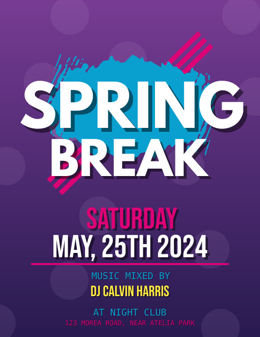 Gradient Purple Spring Break Flyer (us Letter Template | PosterMyWall