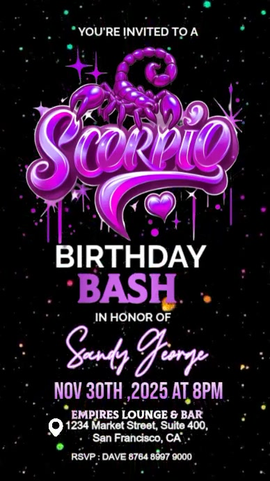 Copy of Gradient Scorpio Birthday Bash Instagram Story | PosterMyWall