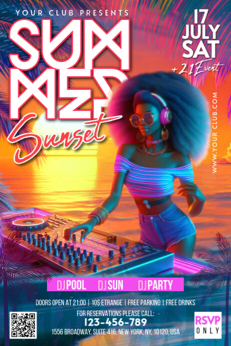 Copy of Gradient Summer Sunset Party Banner 4' × 6' | PosterMyWall