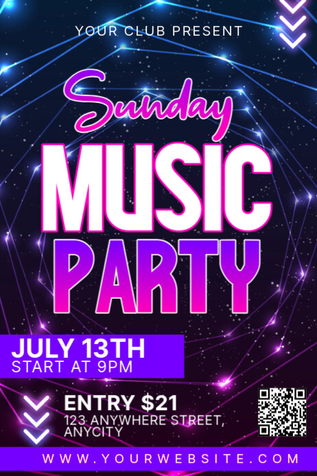 Gradient Sunday Music Party Poster Template | PosterMyWall