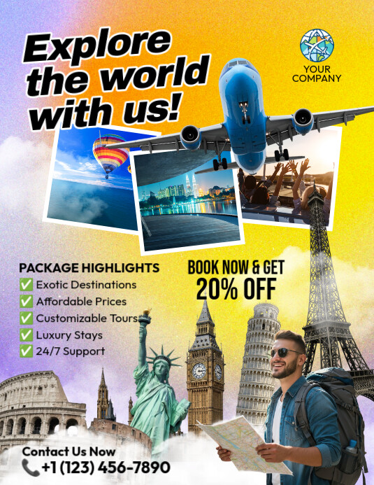 Gradient Tour & Travel Flyer (us Letter) Template | PosterMyWall