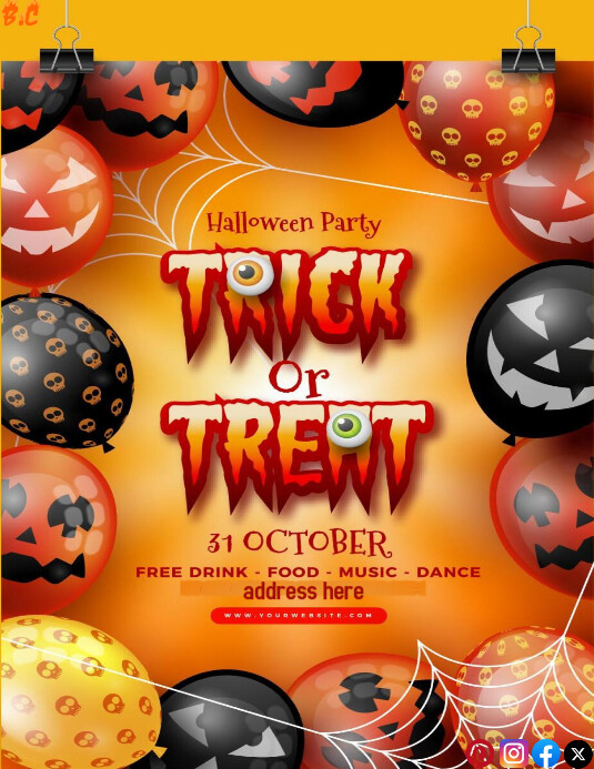 Gradient Trick Or Treat Halloween Party Flyer Template | PosterMyWall