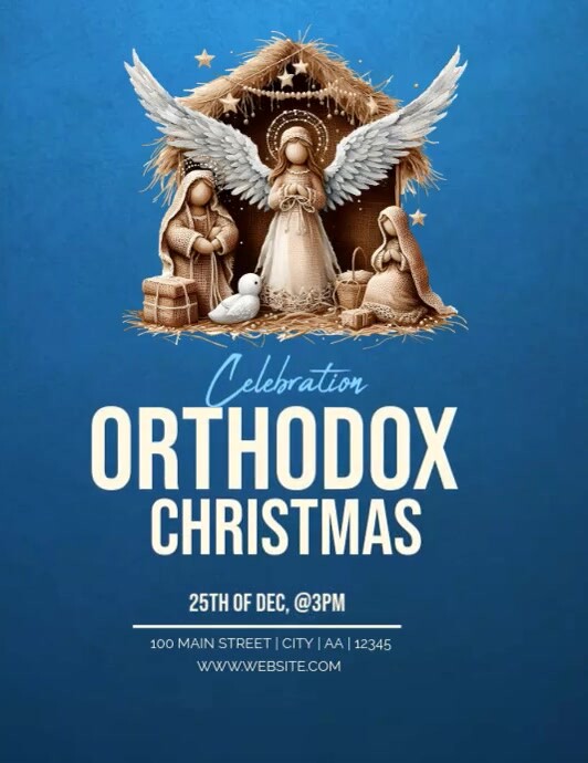 Gradient Typographic Orthodox Christmas Party Flyer (us Letter ...