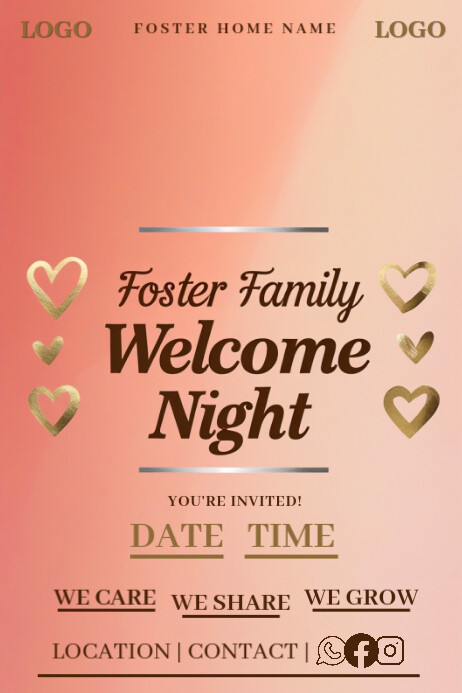 Copy of Gradient Warm Foster Family Welcome Night Poster With Heart ...
