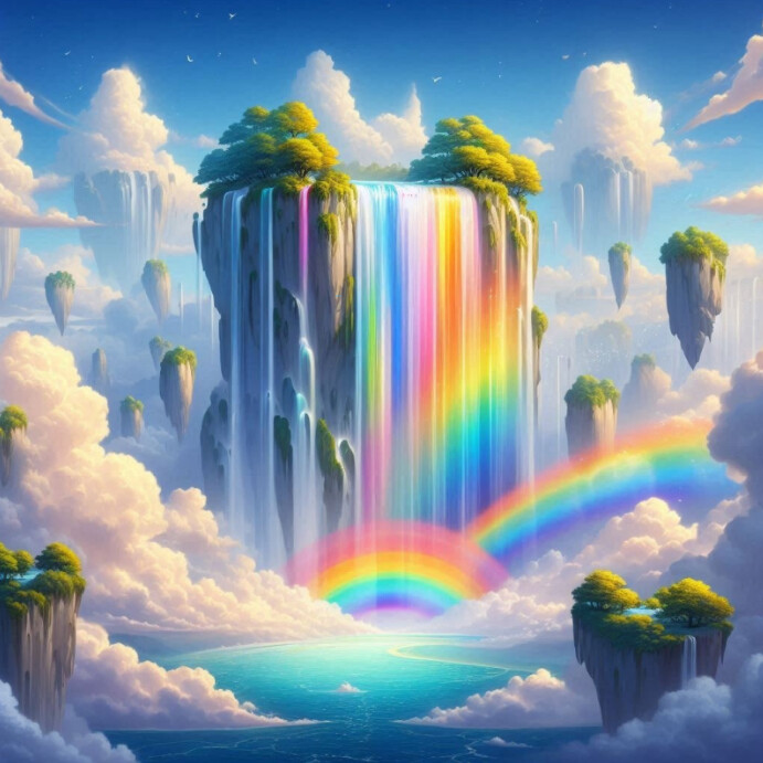 Copy of Gradient Water Fall With Rainbow Instagram P | PosterMyWall