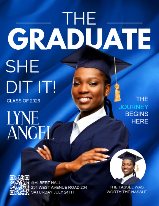 Graduate she did it congrats card event invitation editable template free | PosterMyWall