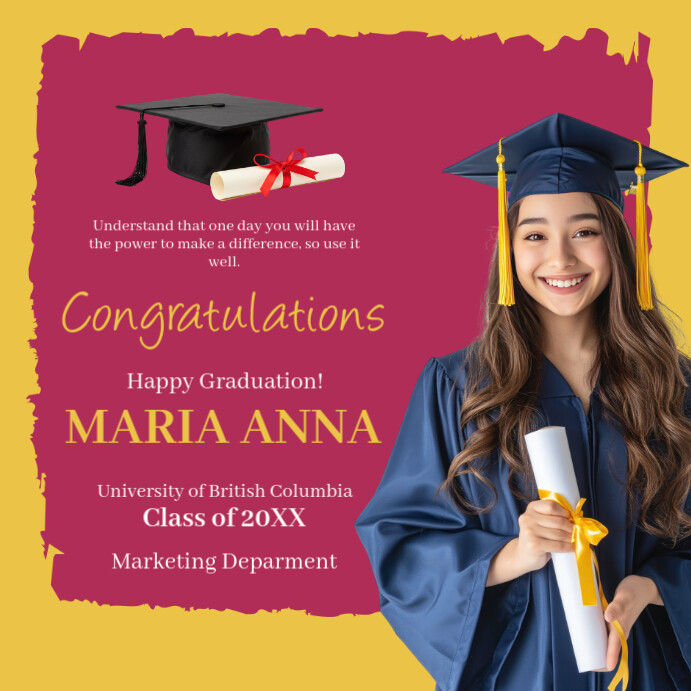 Graduation Announcement Square (1:1) Template | PosterMyWall