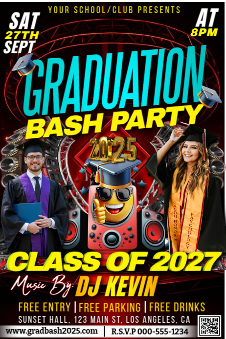 Graduation Bash Party Invitation Editable design Template | PosterMyWall