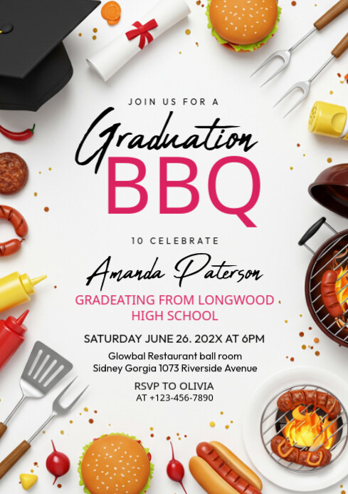 Graduation BBQ Invitation Template | PosterMyWall